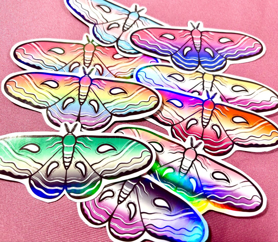 Pride Moth: Holographic Vinyl Stickers - Etsy