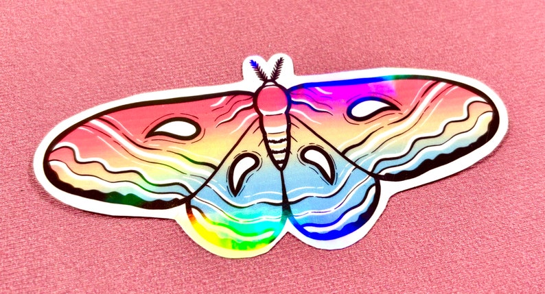 Pride Moth: Holographic Vinyl Stickers - Etsy