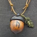 Wooden Acorn Locket Pendant, Ogham Oak Symbol, Runes, Adjustable Cord ...