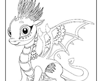 Baby Fantasy Dragon Coloring Page Book Adults and Kids - Etsy