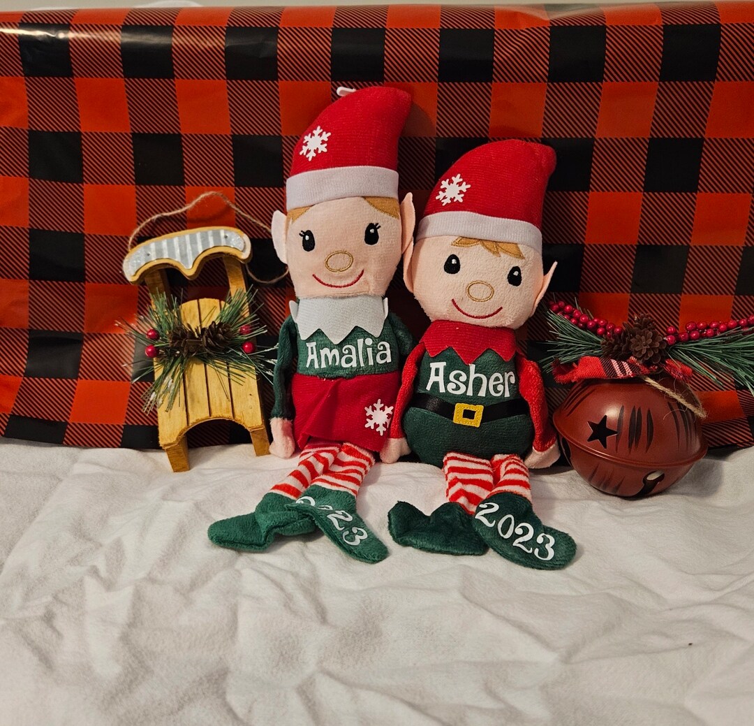Personalized Boy and Girl Christmas Elves, Holiday Custom Stuffed Elves ...