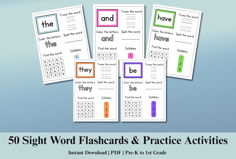 Sight Word Flashcards & Workbook: Kindergarten-1st Grade Reading ...