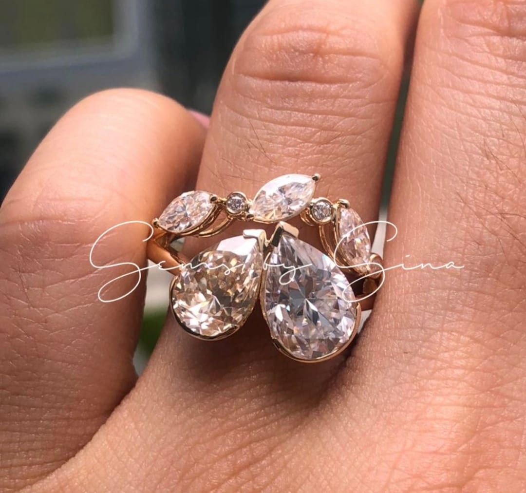 Multi-stone Toi Et Moi Moissanite Engagement Wedding Statement Ring ...