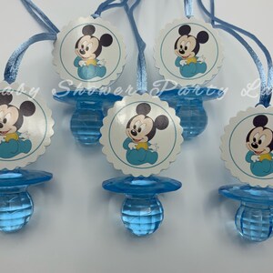 Mickey Mouse | A Set of 12 Pacifier Necklaces | Baby Shower Decoration ...