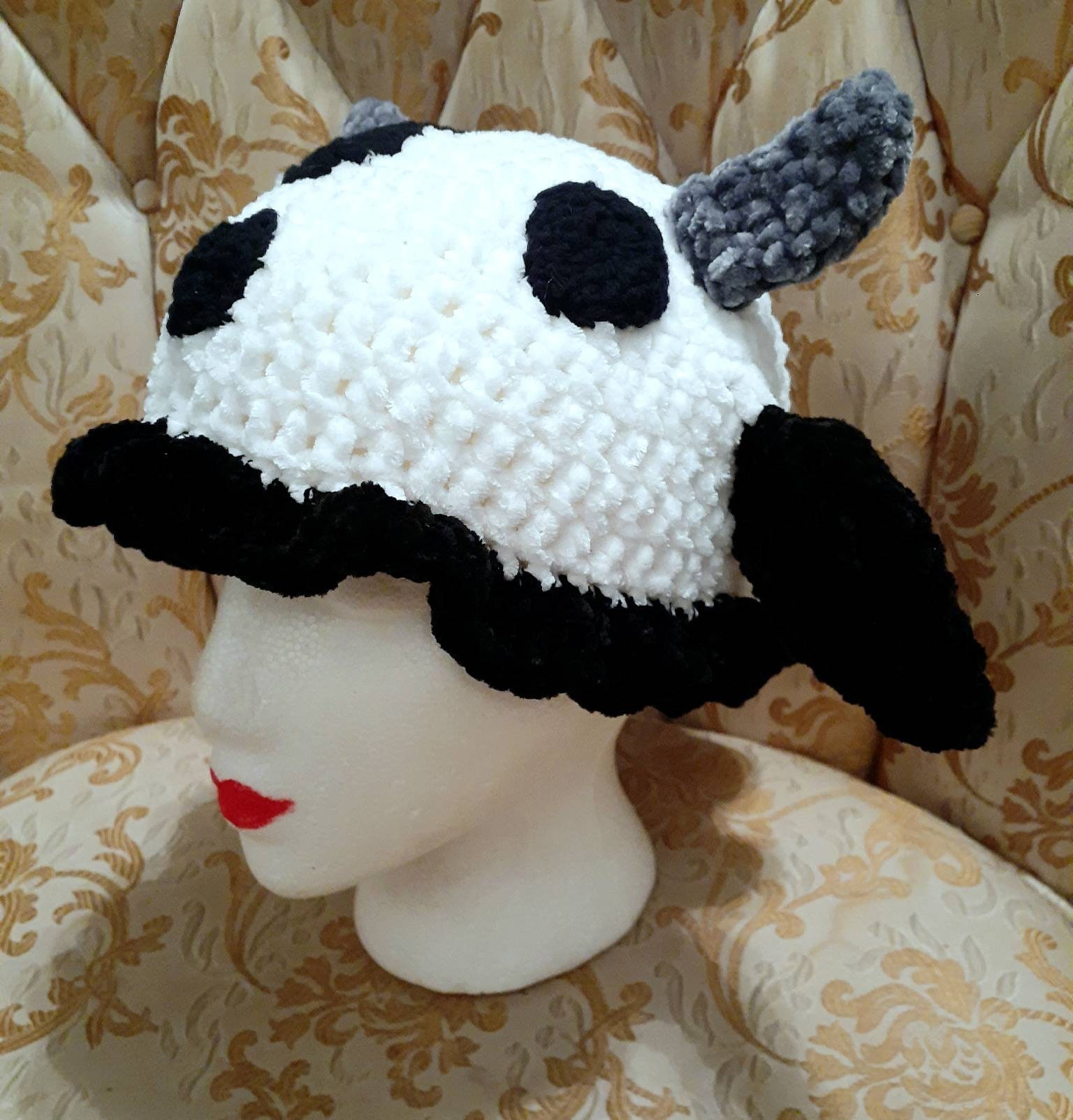 Crochet Cow Bucket Hat Cow Bucket Hat Made to Order - Etsy
