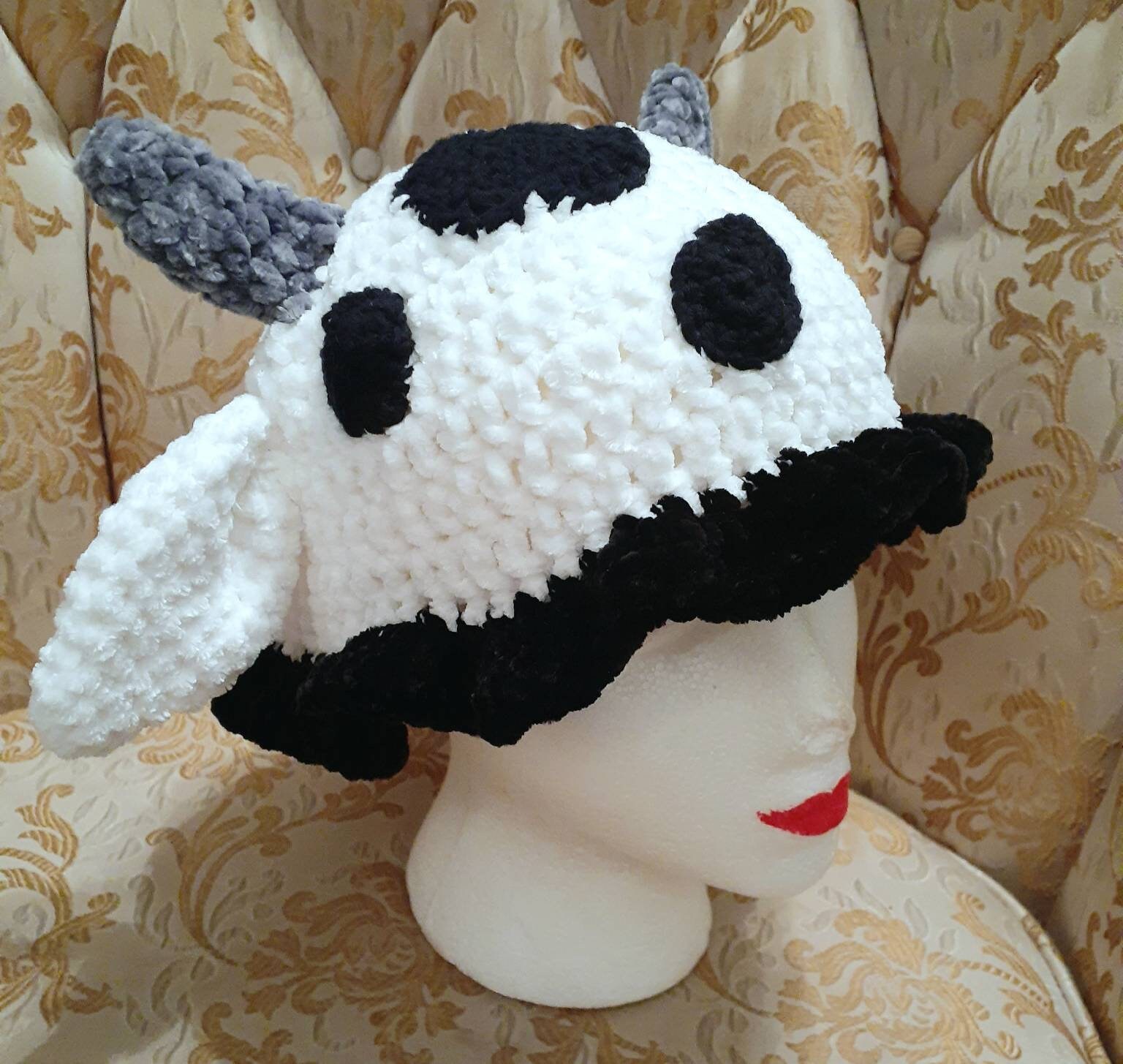 Crochet Cow Bucket Hat Cow Bucket Hat Made to Order - Etsy