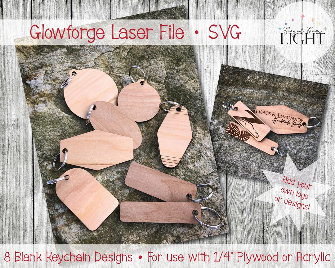 8 Blank Keychain Designs - SVG Glowforge Laser File - Wood, Acrylic ...