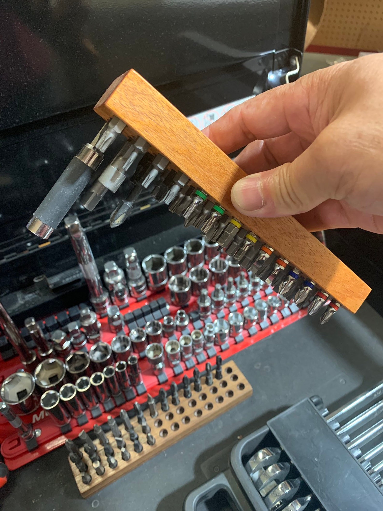 Handmade Wooden Screwdriver Bits Organizer Holder Tray - Hold 42 Bits ...