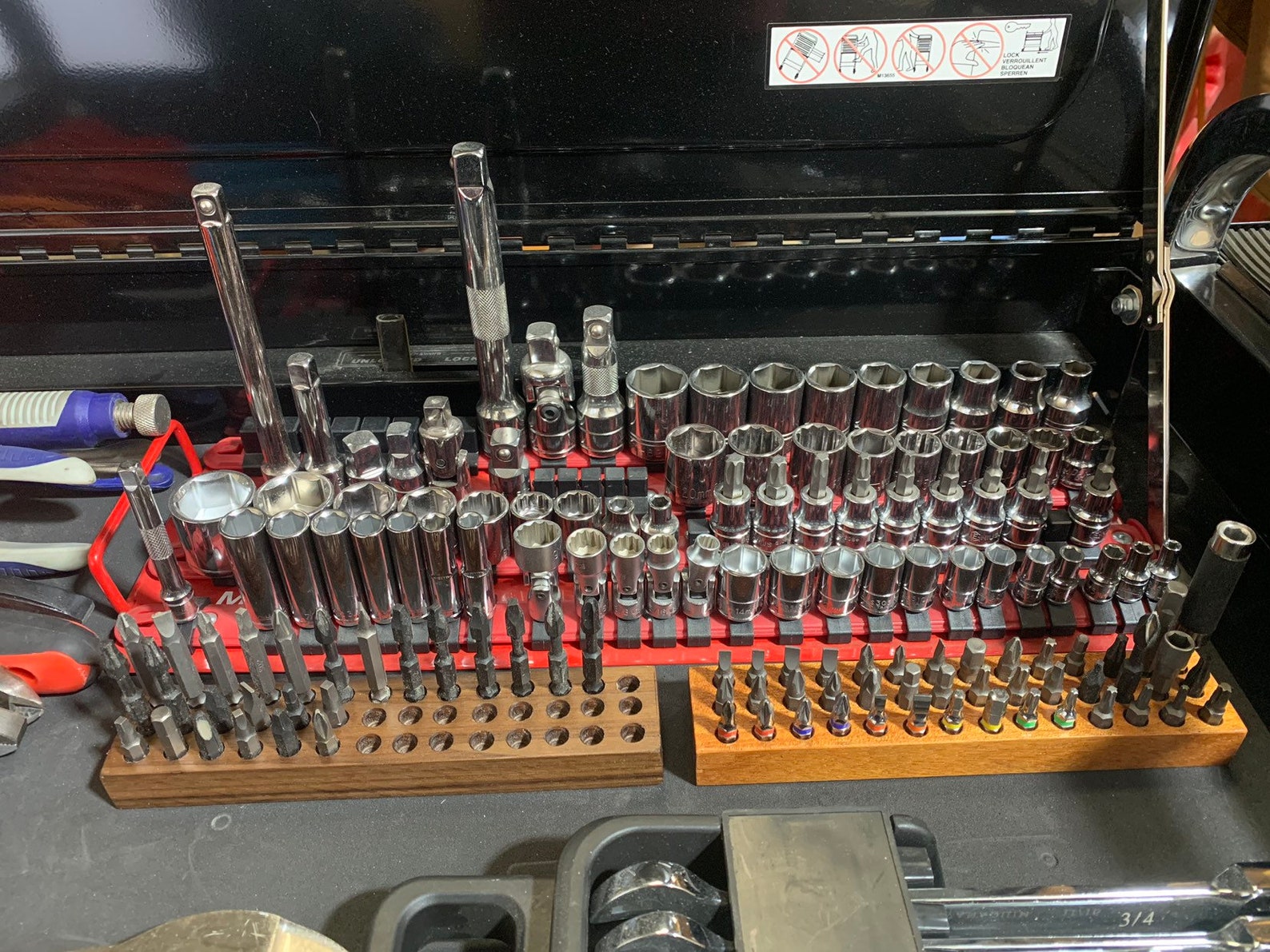 Handmade Wooden Screwdriver Bits Organizer Holder Tray - Hold 42 Bits ...