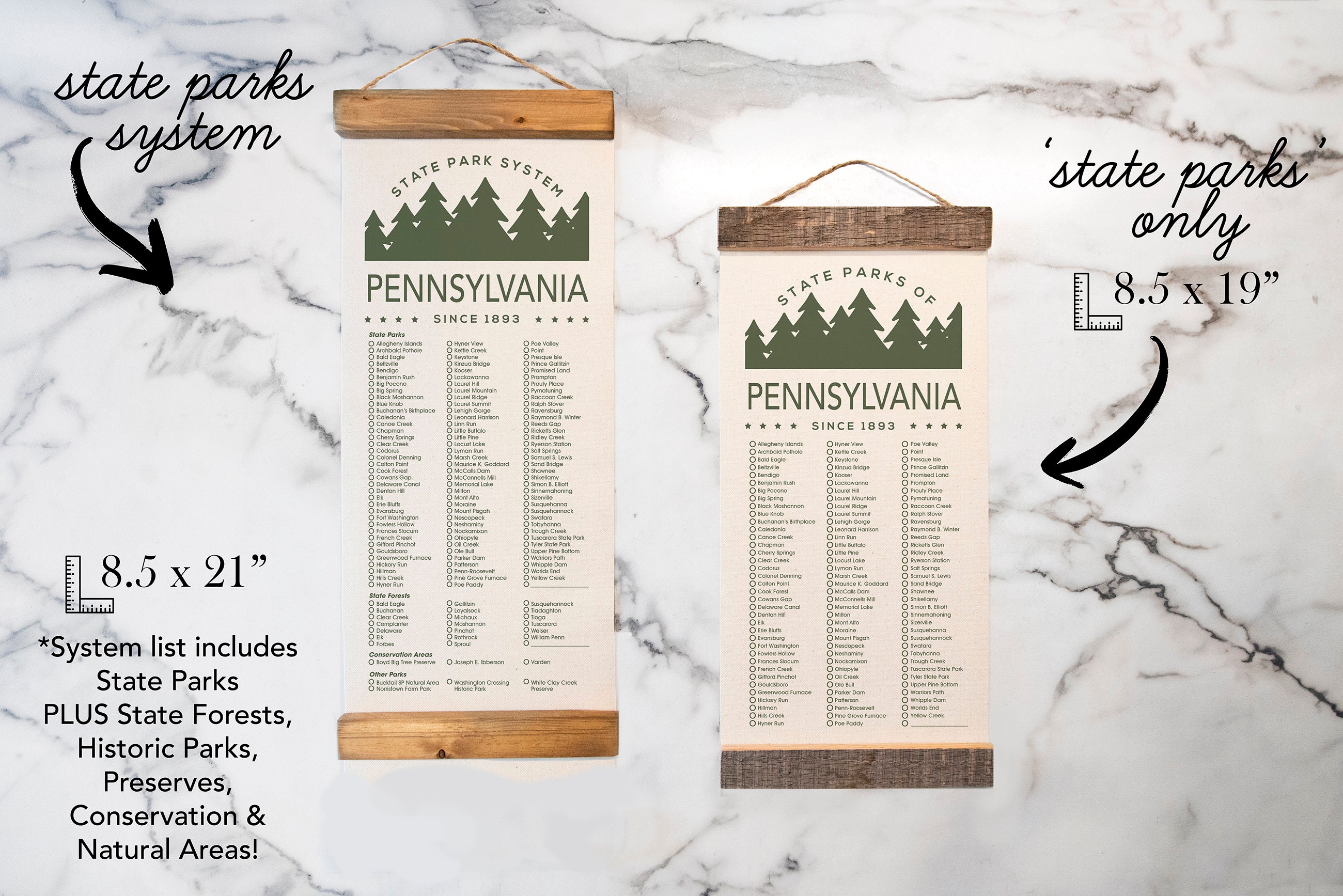 Pennsylvania State Park Checklist WITH Pen // Travel Pennsylvania ...
