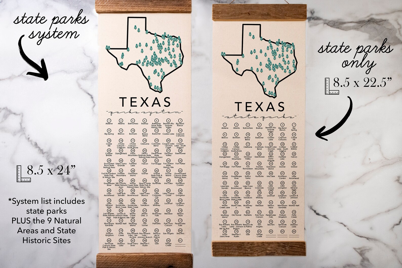 TX State Park Adventure Checklist WITH Pen // Texas State | Etsy