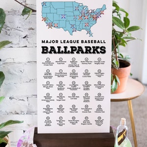 MLB Mounted Checklist With Pen // MLB Stadiums // Stand up Sign // Handmade Baseball Gift ...