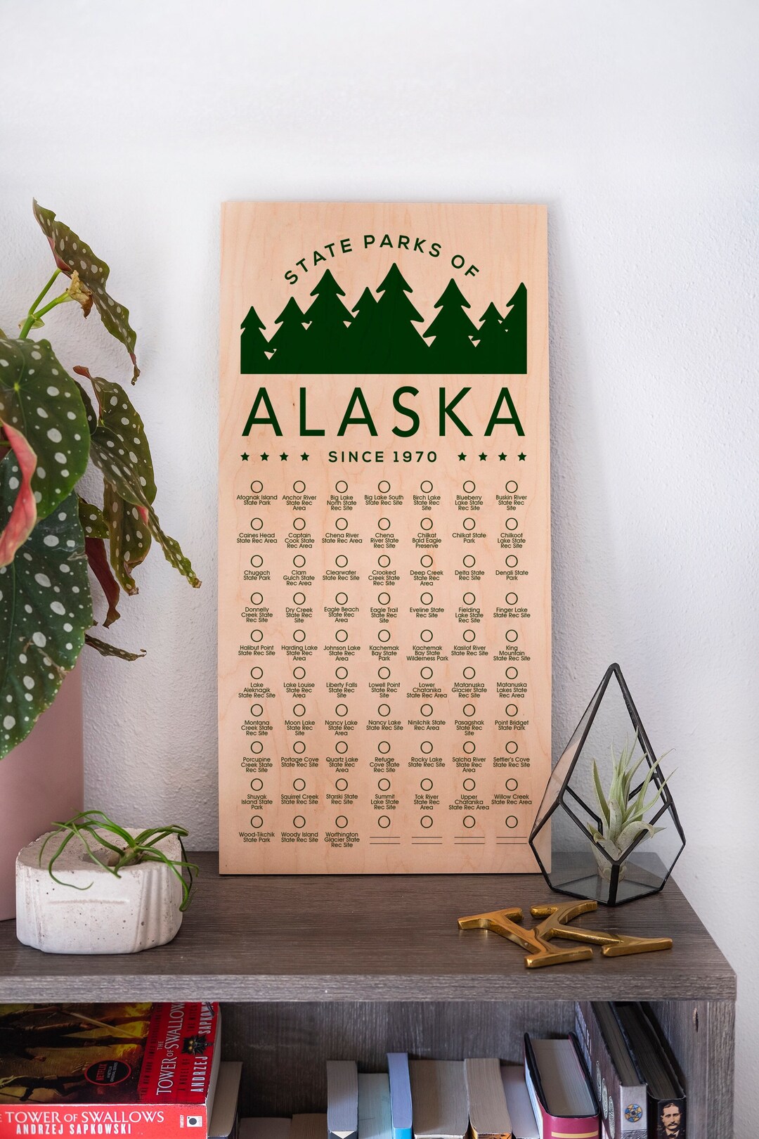 AK State Park Checklists WITH Pen // Alaska State // Wood Wall Hanging ...