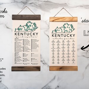 KY State Park Checklists WITH Pen // Kentucky State / Canvas Hanging ...