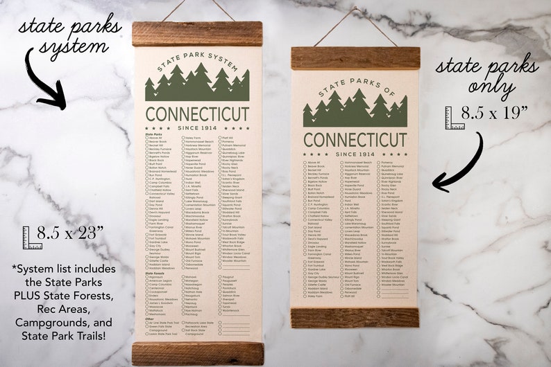 CT State Park Checklists WITH Pen // Connecticut State // Canvas ...