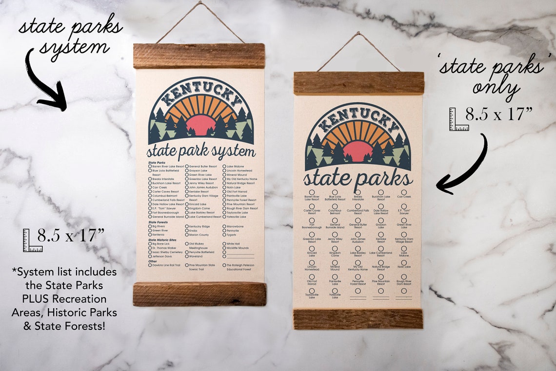KY State Park Checklists WITH Pen // Kentucky State / Canvas | Etsy