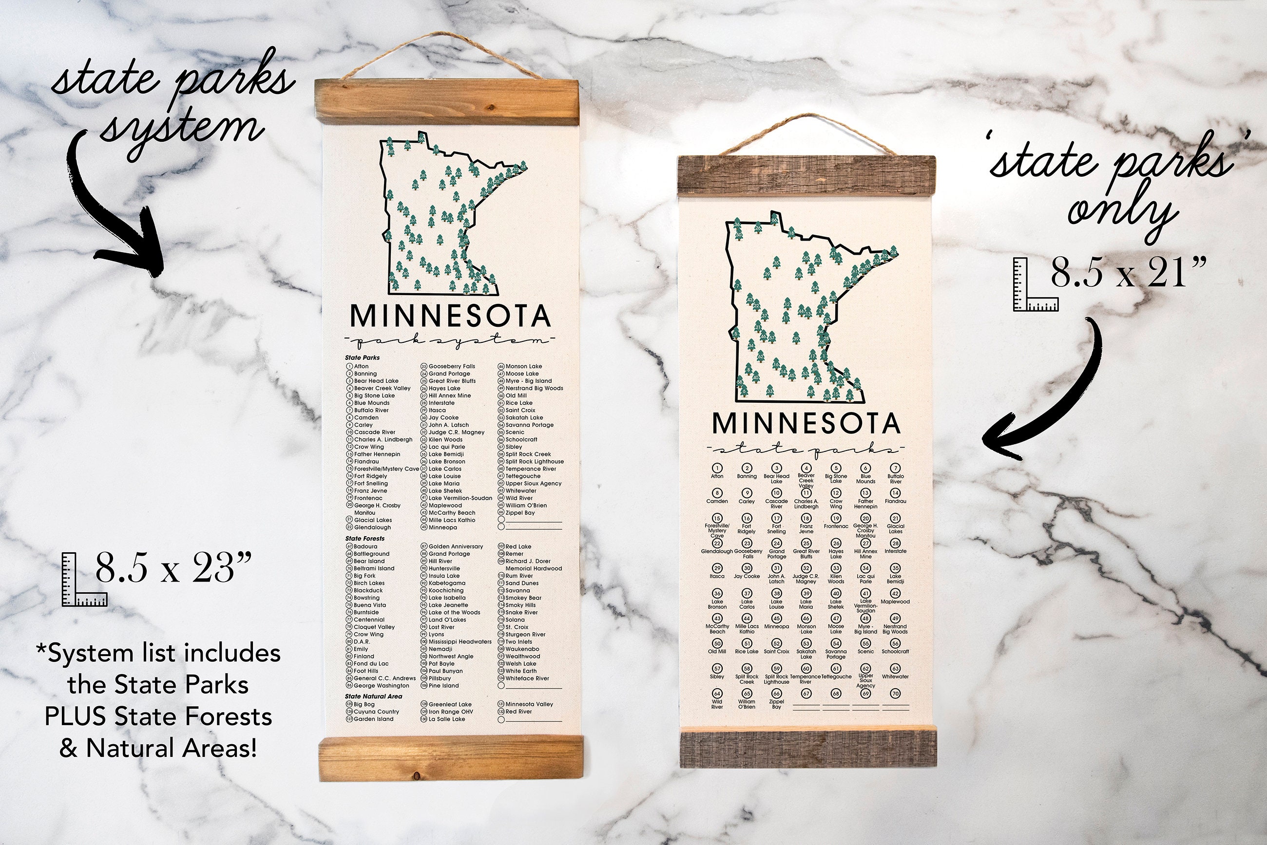 MN State Park Adventure Checklist WITH Pen // Minnesota State - Etsy