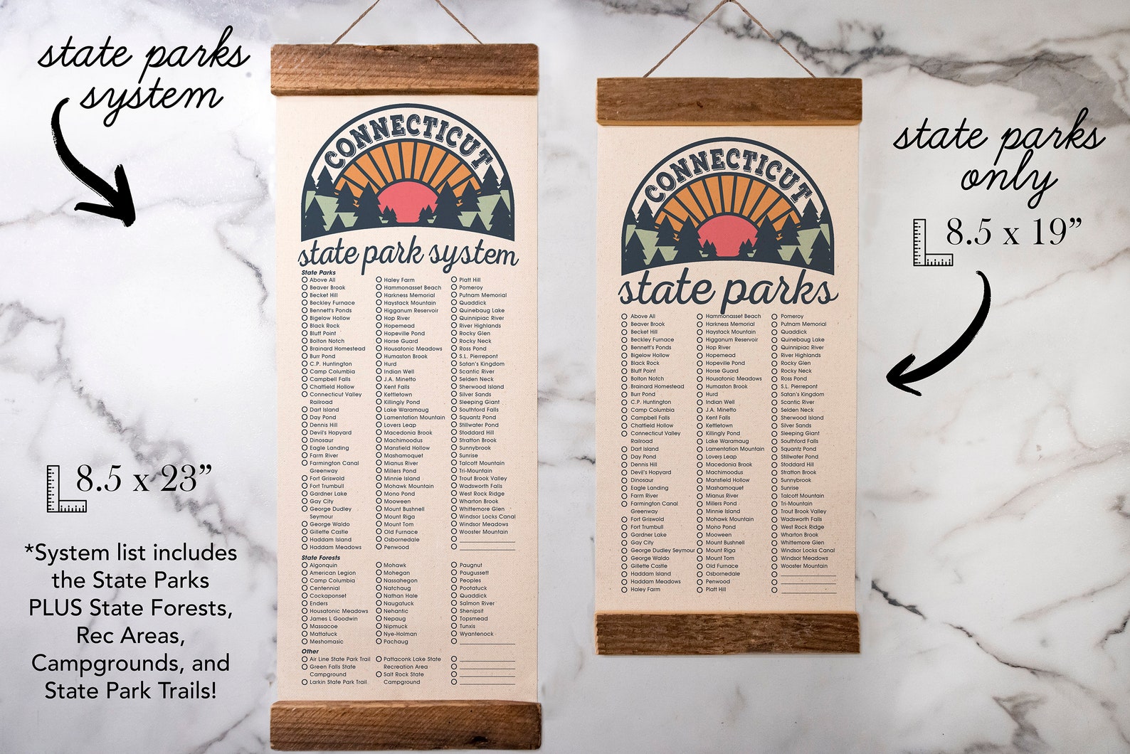 CT State Park Checklists WITH Pen // Connecticut State // Canvas ...