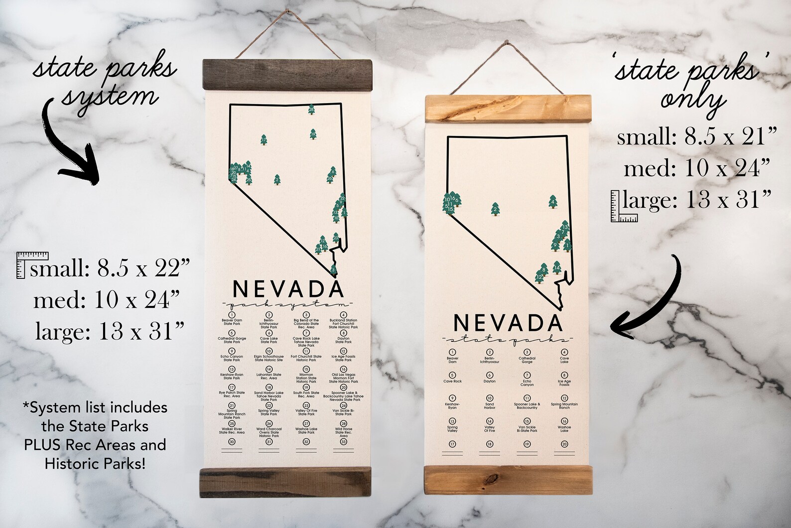 NV State Park Adventure Checklist WITH Pen // Nevada State Park ...