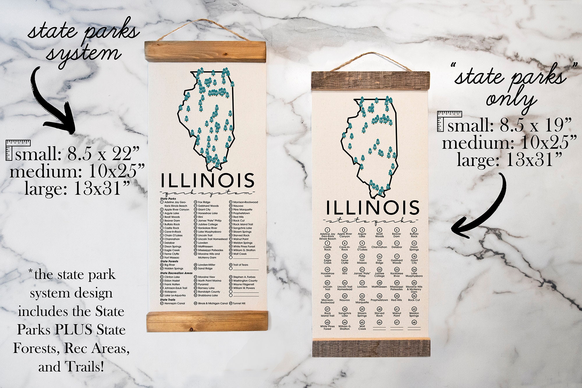 IL State Park Adventure Checklist WITH Pen // Illinois State Park ...