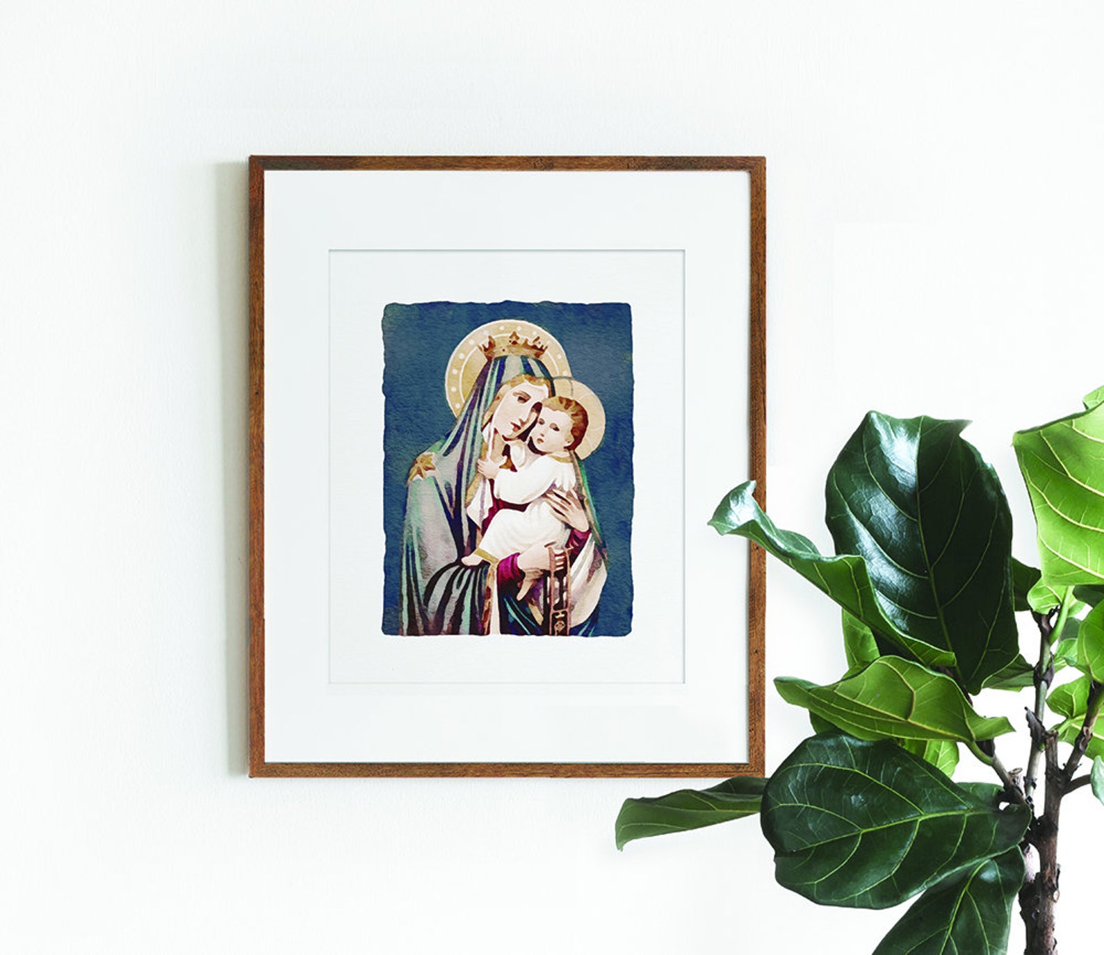 8x10 Abstract Virgin Mary Digital Watercolor Christian Catholic Artwork ...