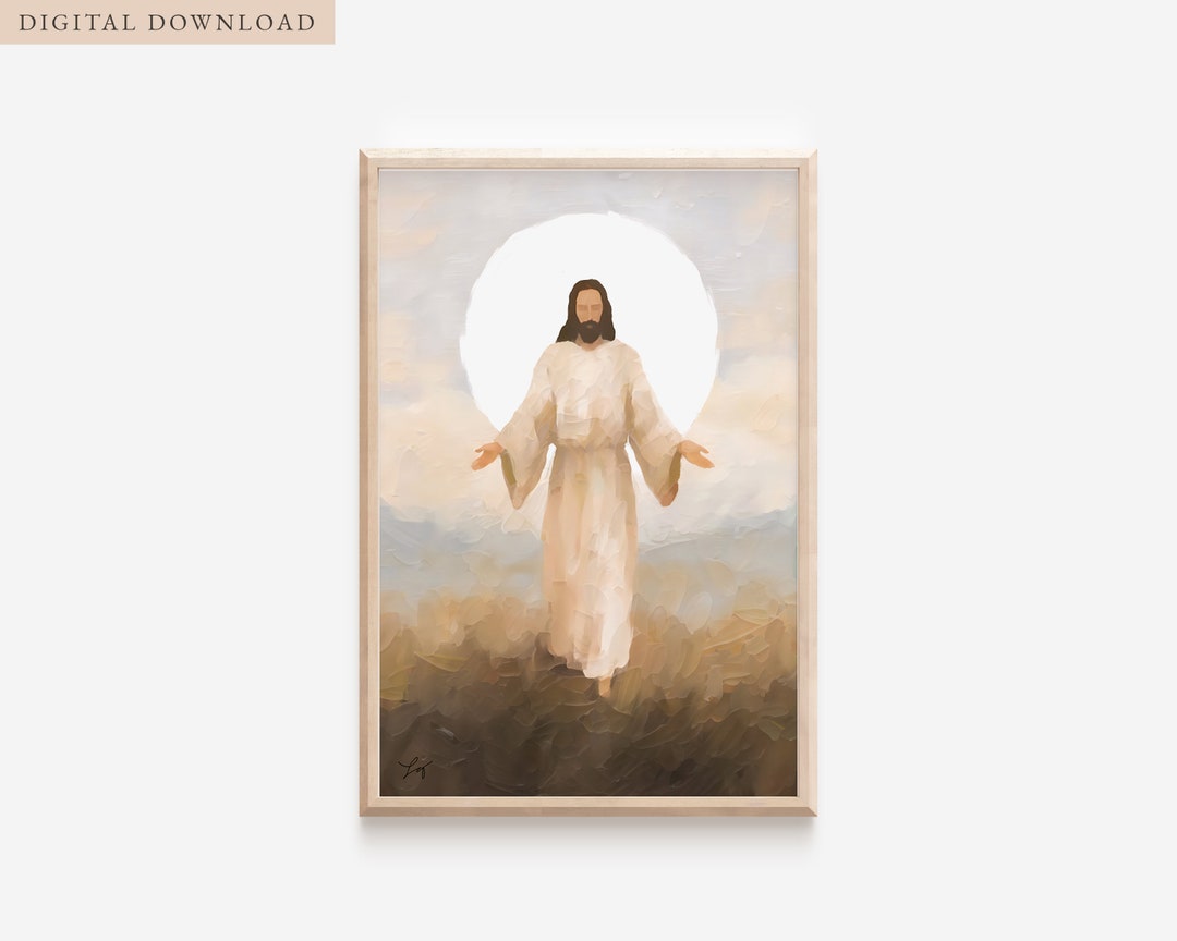 Abstract Natural Jesus Oil Painting Modern Christian Wallart Catholic ...