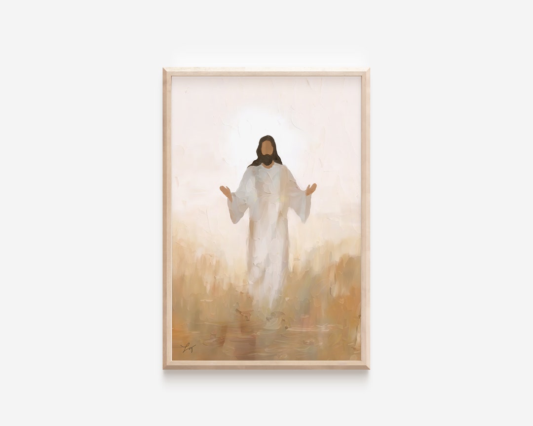 Abstract Natural Jesus Oil Painting Modern Christian Wallart Catholic ...