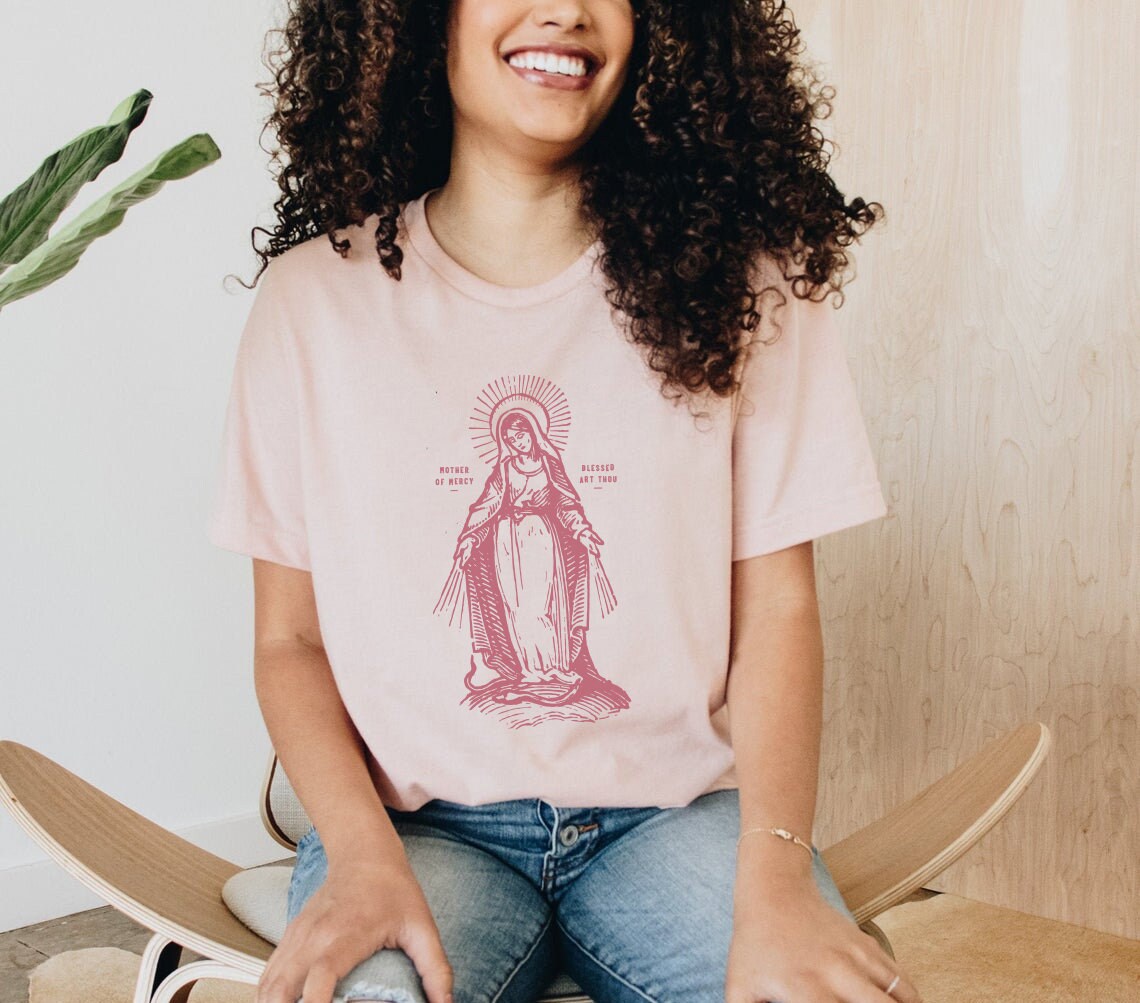 Virgin Mary T Shirt, Catholic T Shirt, Catholic Apparel, Catholic Tee ...