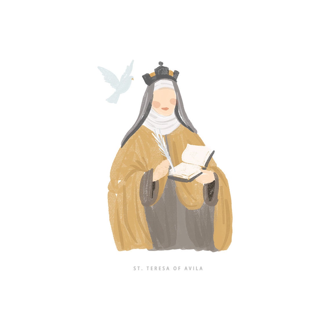 Saint Teresa of Avila Illustration Art Print Catholic Art | Etsy