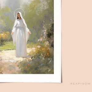 Blessed Virgin Mary Garden Abstract Floral Landscape Wallart Modern ...