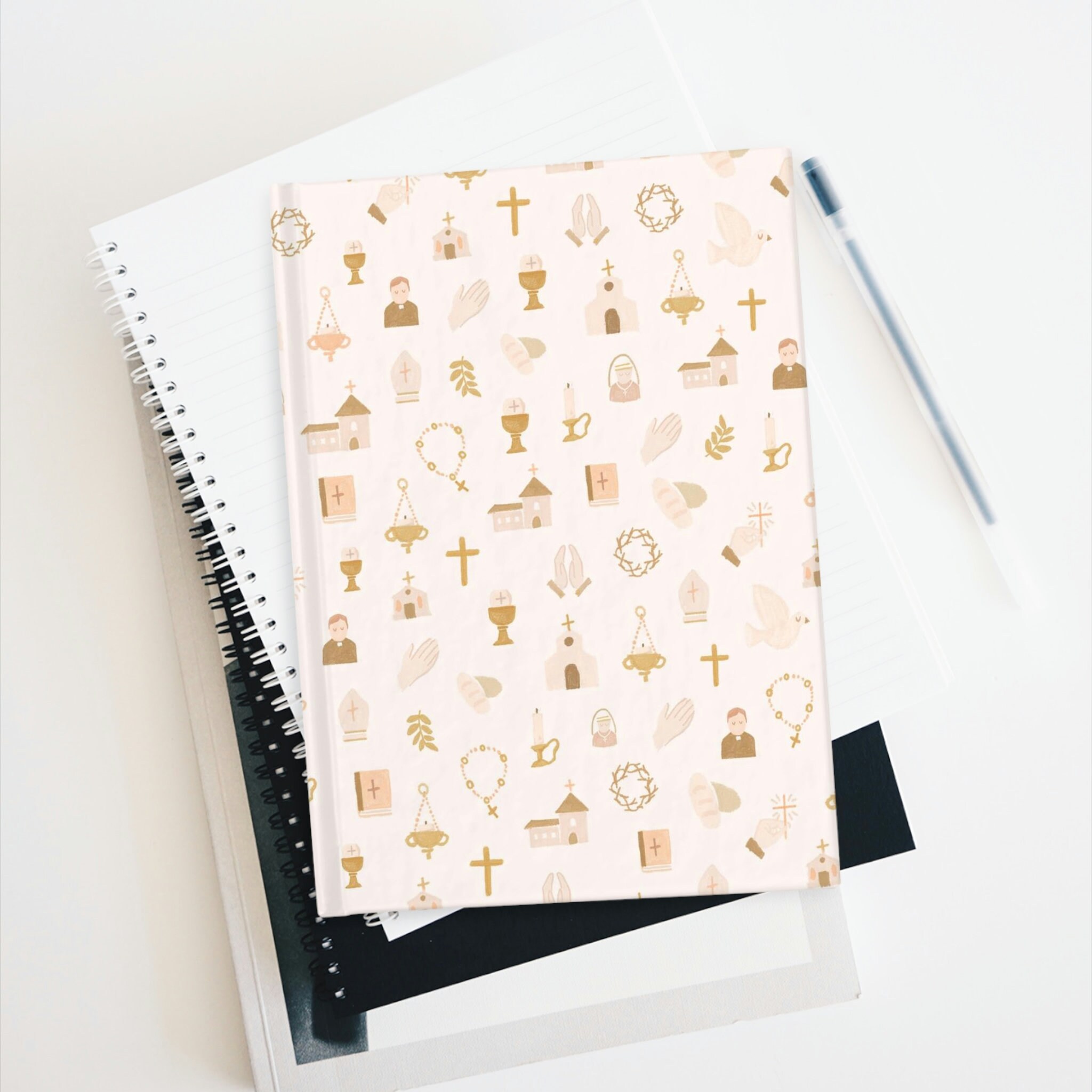 Catholic Journal, Lined Faith Prayer Notebook, Cute Church Design ...