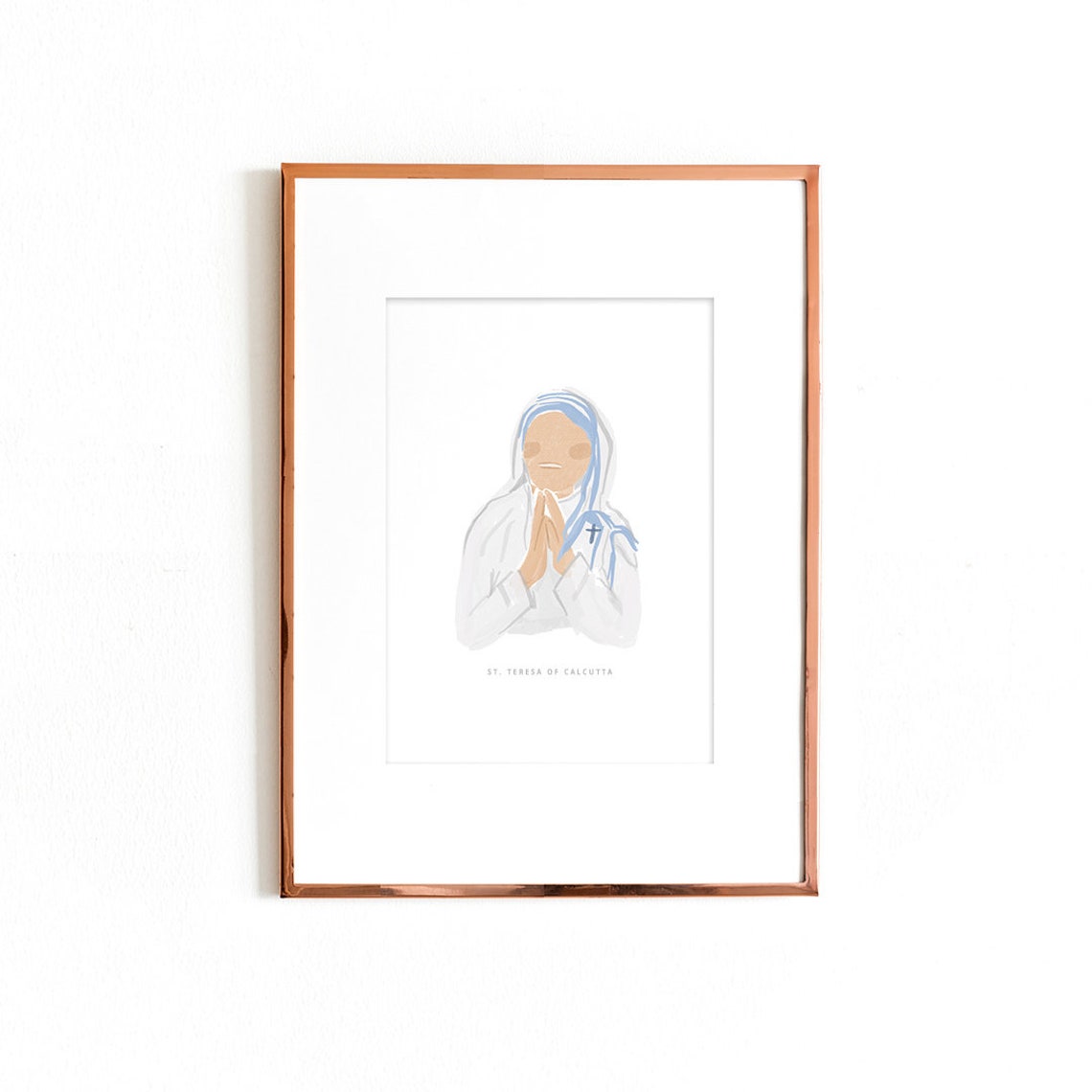 Saint Teresa of Calcutta Illustration Art Print, Mother Theresa ...
