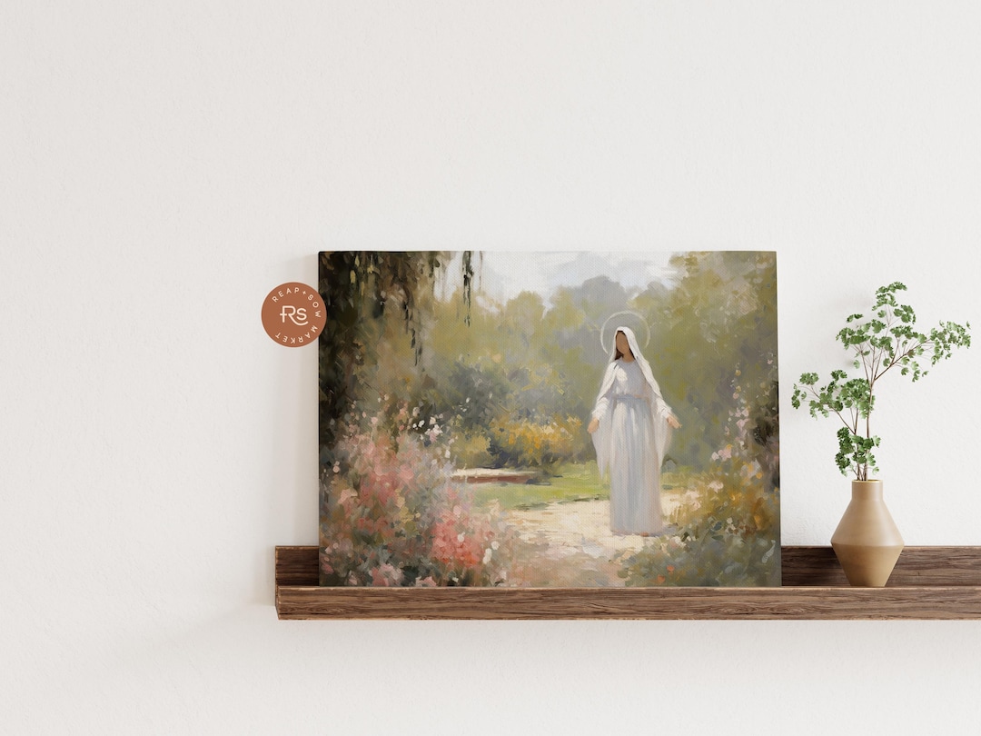 DIGITAL Blessed Virgin Mary Garden Abstract Floral Landscape Wallart ...