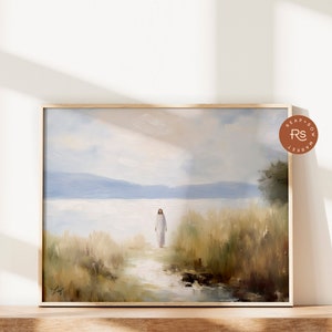 Abstract Landscape Jesus Oil Painting Modern Christian Wallart Catholic ...