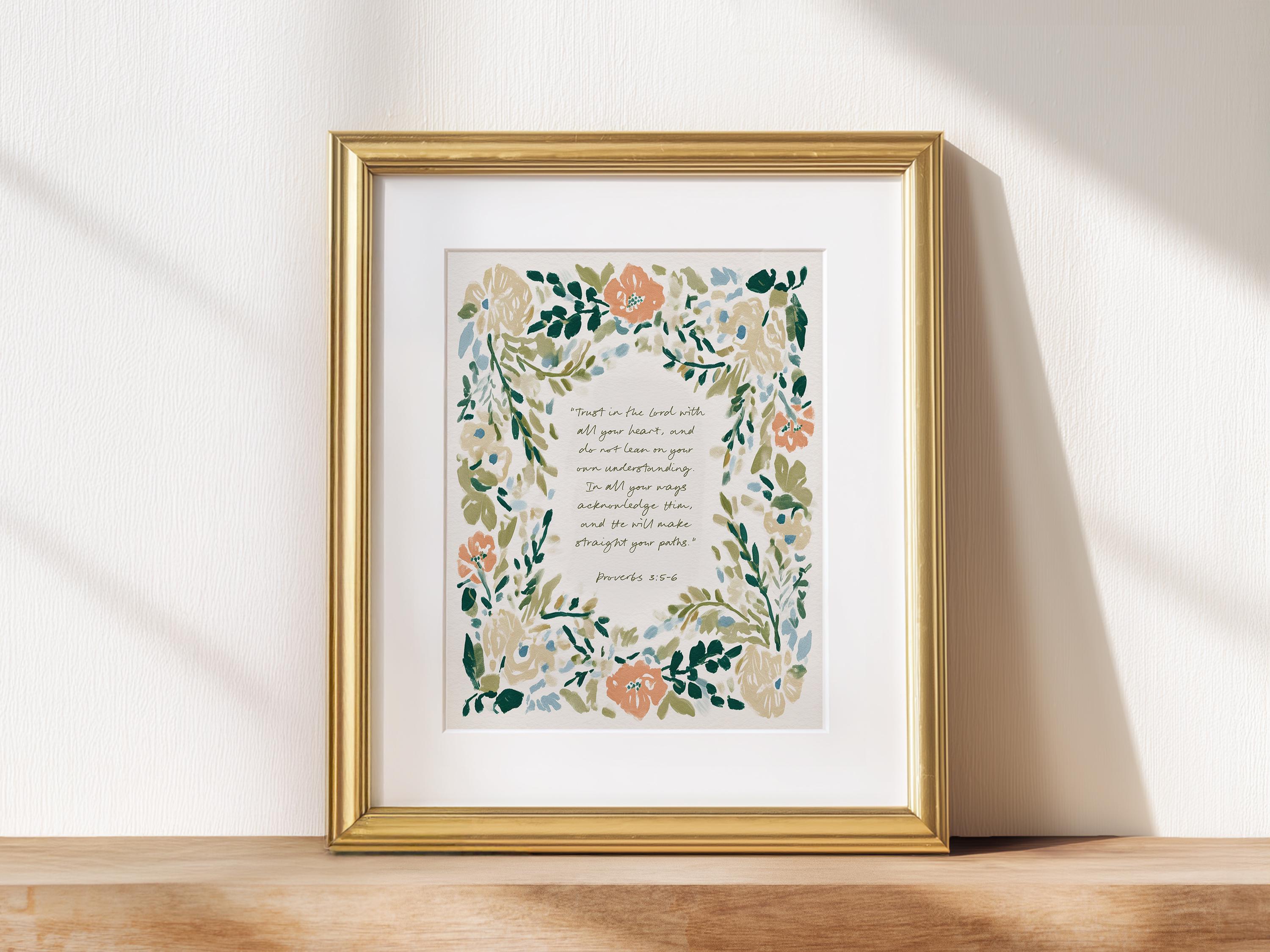 Personalized Floral Bible Verse Artful Painting Flower Artwork Subtle ...