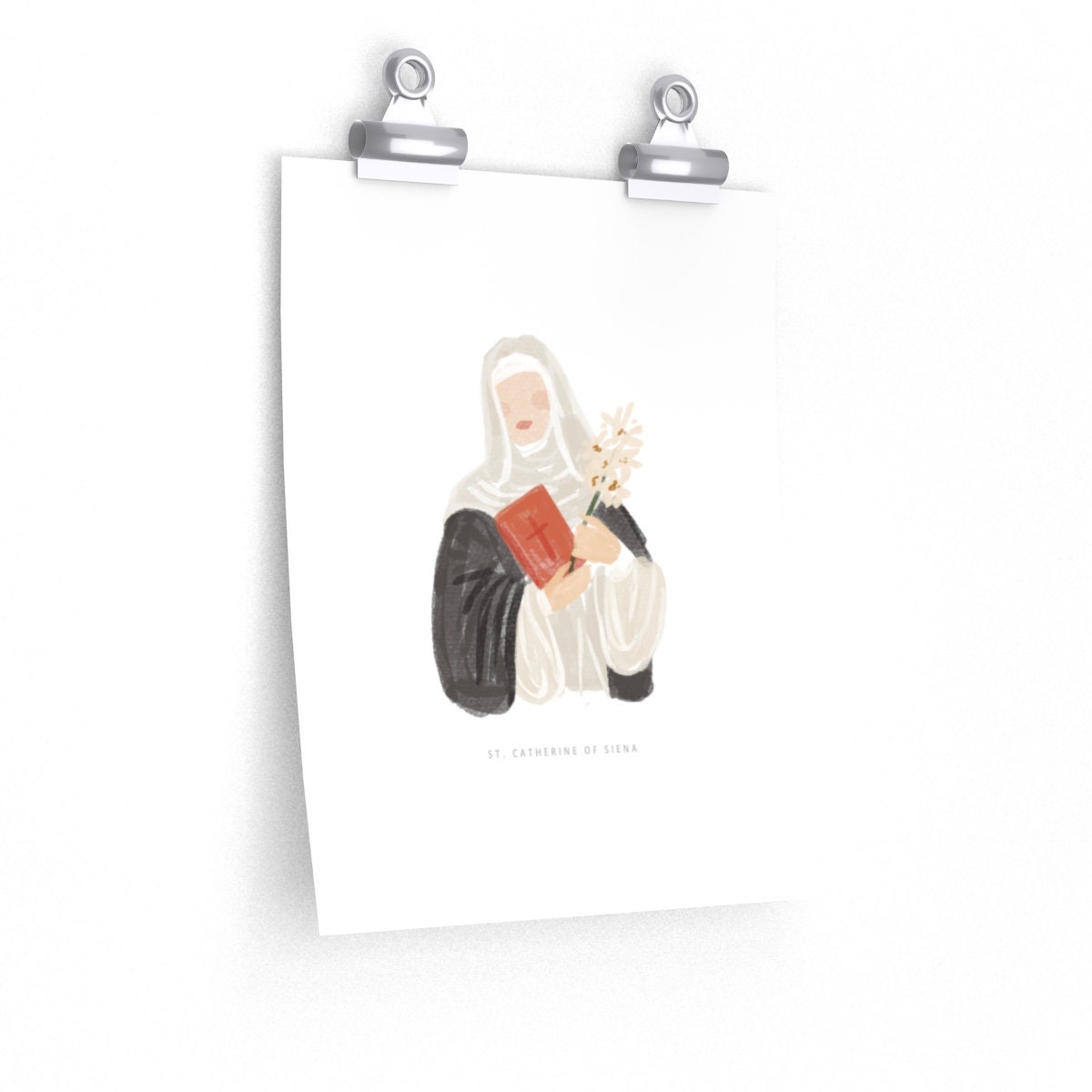 Saint Catherine of Siena Illustration Art Print, Catholic Art, Catholic ...