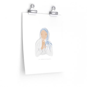 Saint Teresa of Calcutta Illustration Art Print, Mother Theresa ...