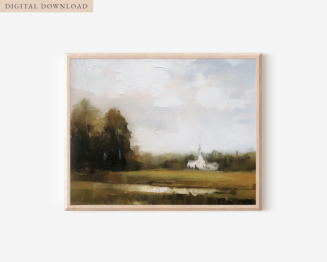 Abstract Landscape Church Wallart Modern Christian Oil Painting ...