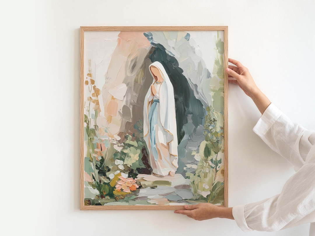 Artful Painting Our Lady of Lourdes Artwork Virgin Mary Catholic Modern ...