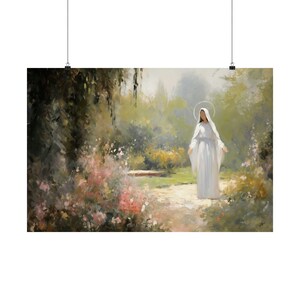 Blessed Virgin Mary Garden Abstract Floral Landscape Wallart Modern ...