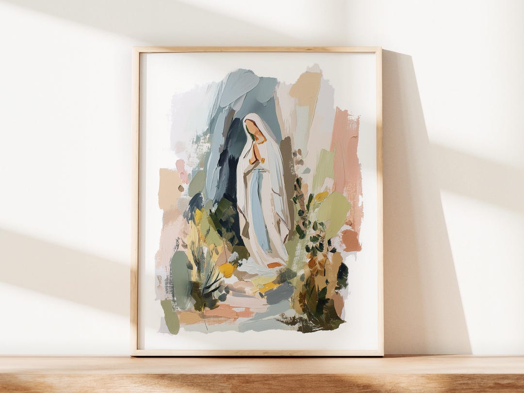 Artful Virgin Mary Painting Our Lady of Lourdes Artwork Catholic Modern ...