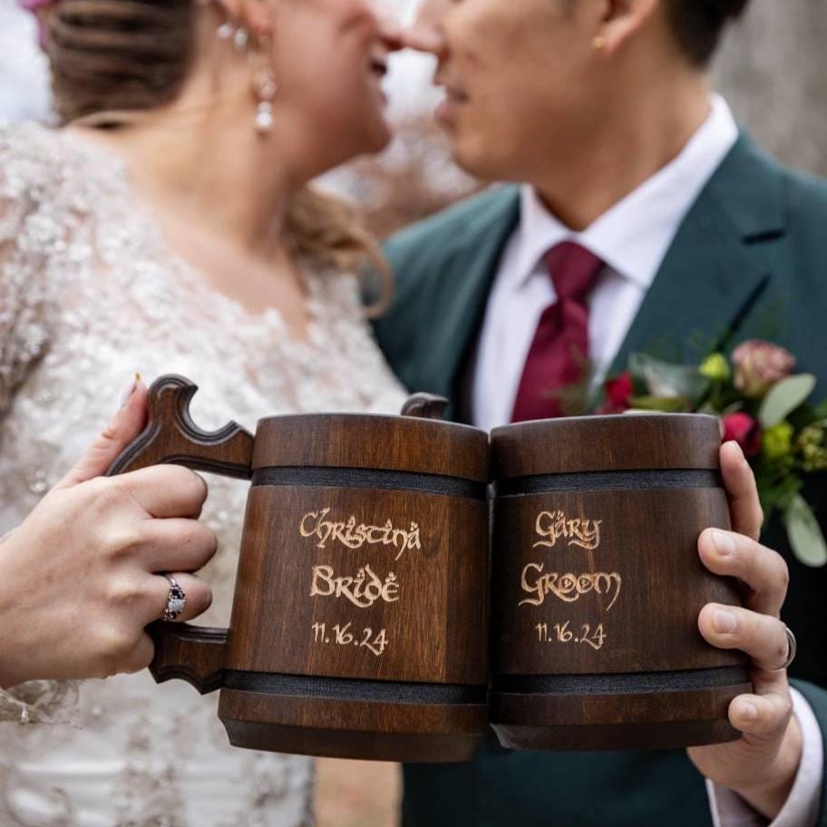Personalized Groomsmen Beer Mug, Custom Wooden Stein, Customizable Best ...