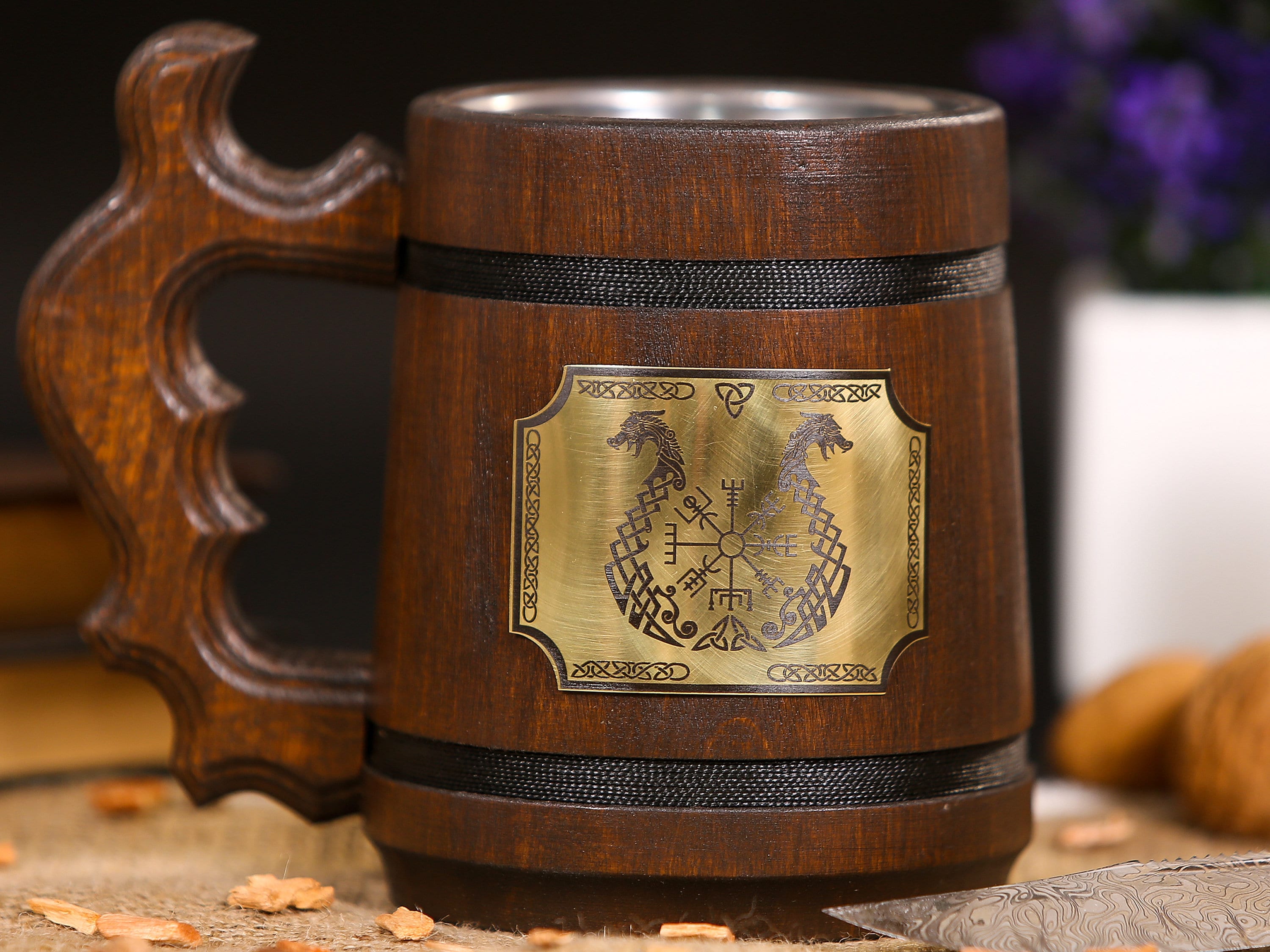 Viking Tankard Viking Compass Beer Mug Viking Runes Mug - Etsy
