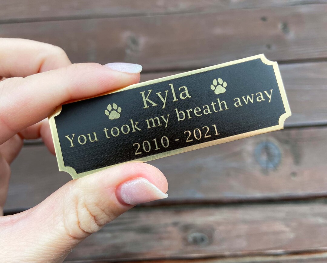 Custom Engraved Brass Name Tag, Pet Memorial Brass Name Plaque, Black ...