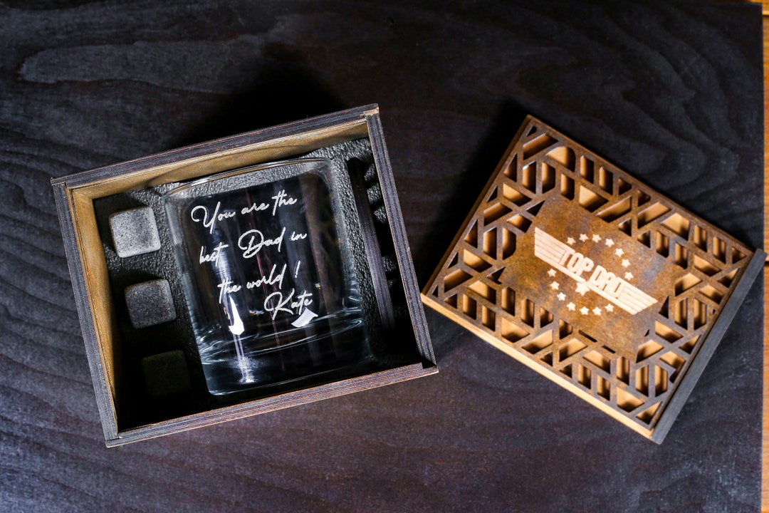 Whiskey Glass in Box With Bottom Engraving, Handwriting Engraved ...