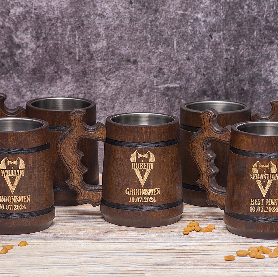 Set of 12 Groomsmen Mugs, Gift for Groomsmen, Wedding Beer Mugs, Best ...