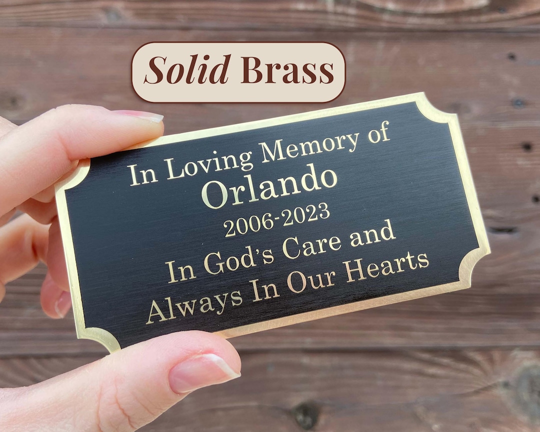 Solid BRASS Name Plate: Gold Engraved Memorial Plaque for Urn, Custom ...