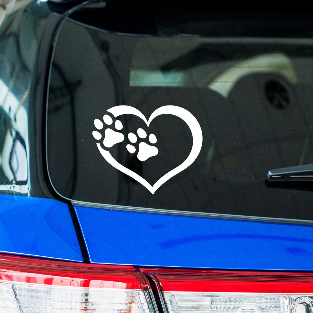 Dog Paw Heart Sticker, I Love Dogs Pet Stickers for Cars, Laptops, Dog ...