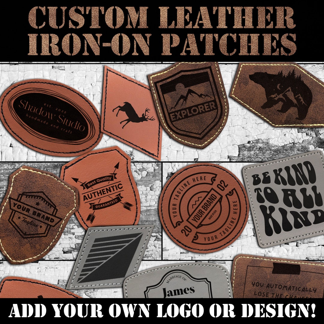 Custom Iron on Logo Custom Engraved Leather Patch Personalized Custom ...