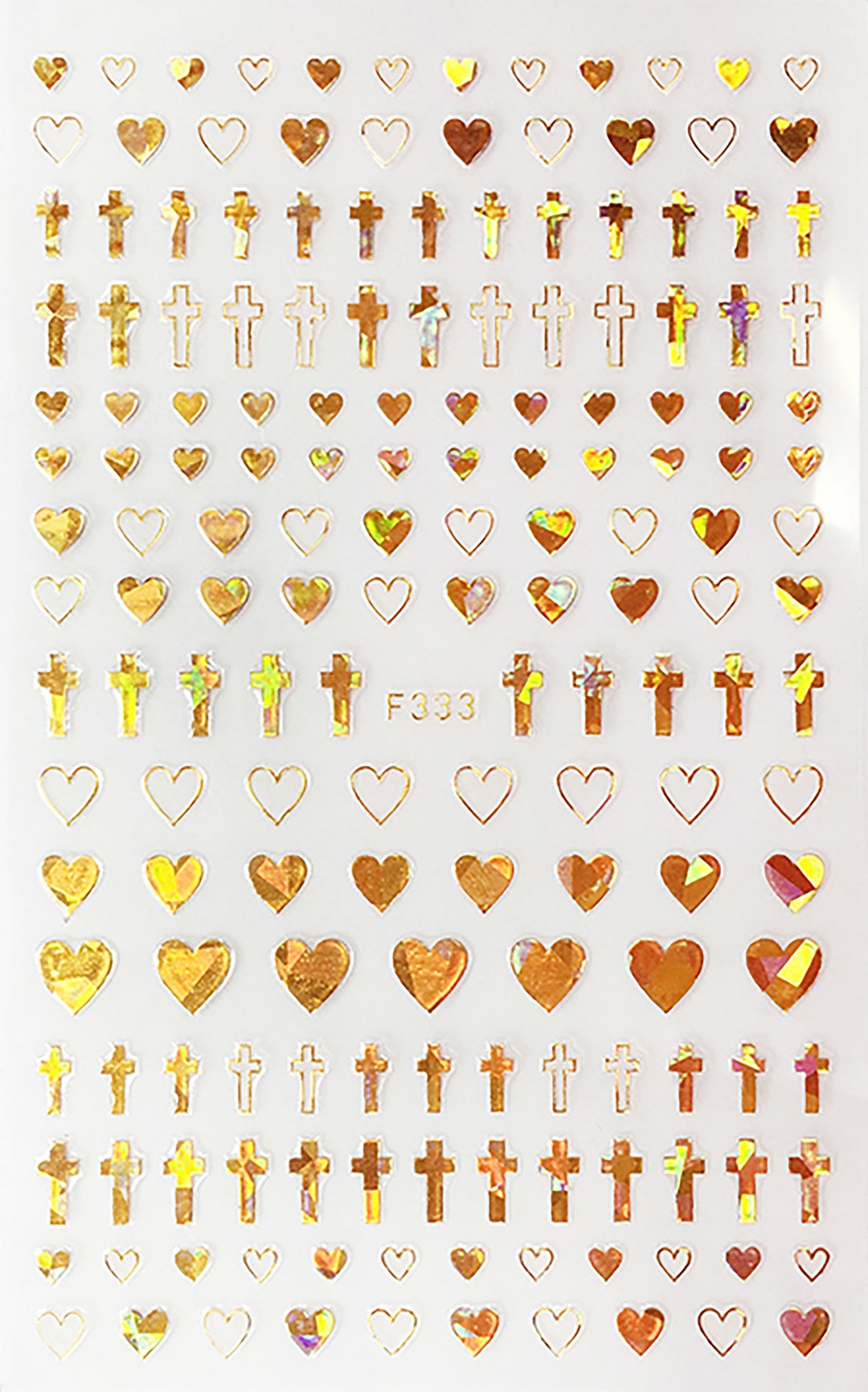 Nail Art Stickers DIY Gold Cross Gold Heart Cross Symbol Nail Decal ...